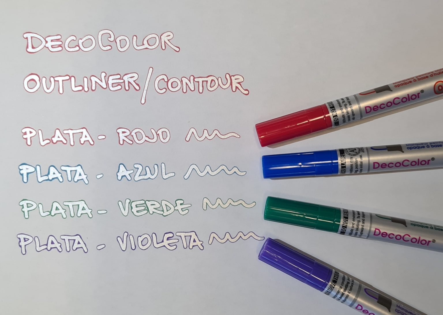 MARCADOR METÁLICO DECOCOLOR OUTLINER, plata con contorno azul - Heyco SA